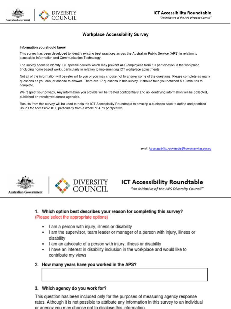 Workplace Accessibility Survey | PDF | Accessibility | Educational ...