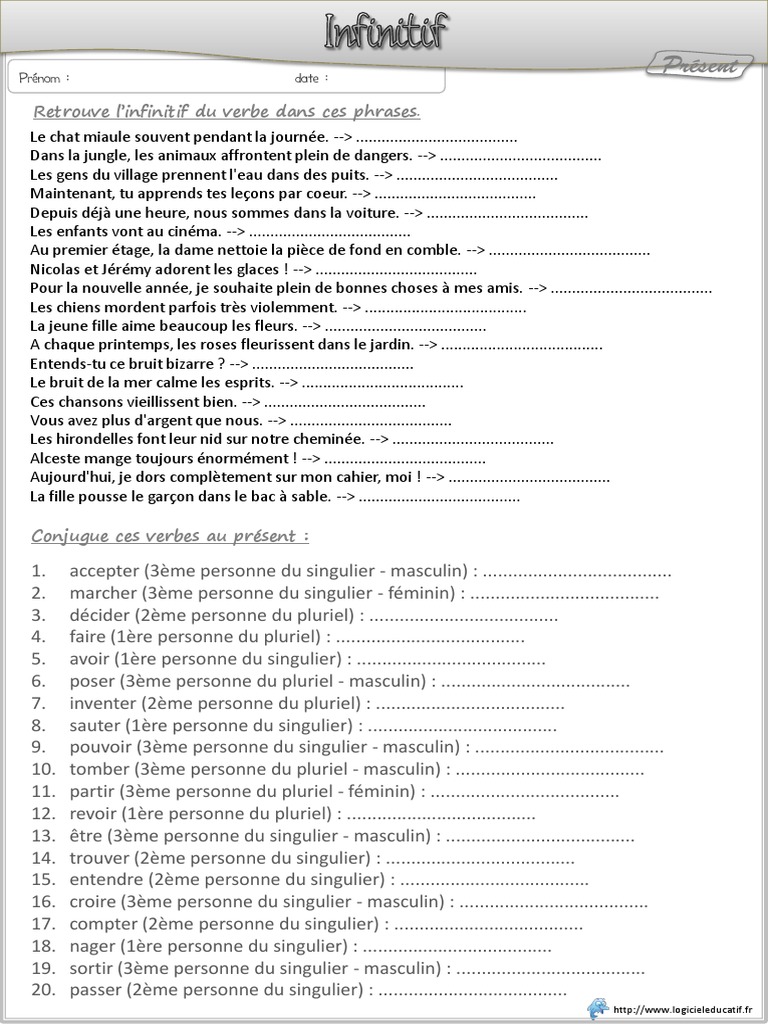 Infinitif Present PDF | PDF | Nombre grammatical | Genre grammatical