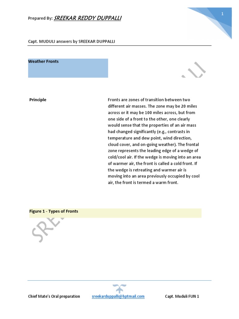 Capt. Muduli Answers by Sreekar Duppalli Fun 1-1 | PDF | Cloud | Weather