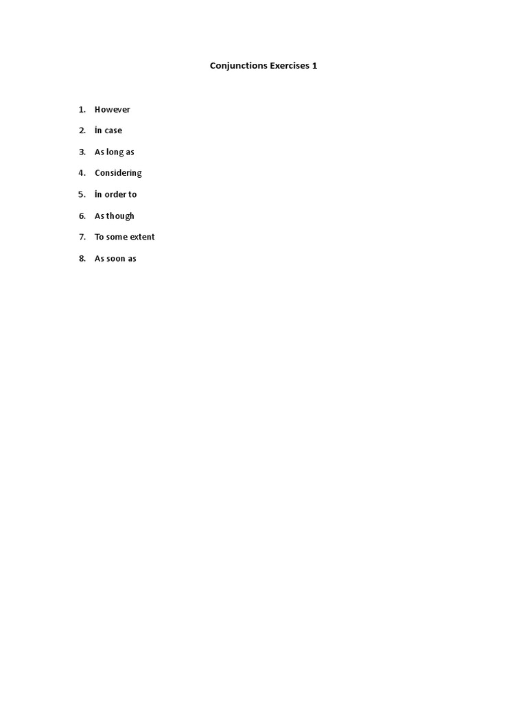 Conjunctions Exercises Af Ans | PDF