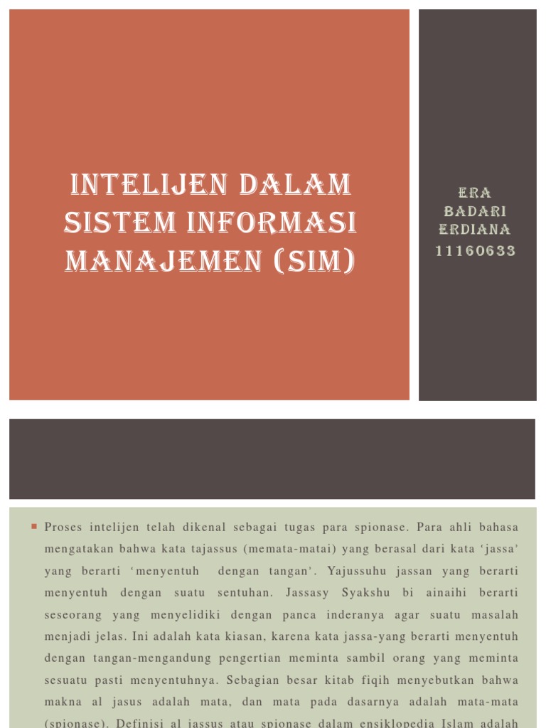 Intelijen Sistem Informasi Manajemen (Sim) | PDF | Teknologi & Rekayasa