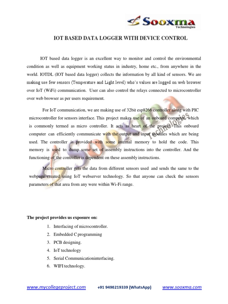Iot Wifi Based Data Logger With Device Control Pdf Microcontroller Internet Of Things