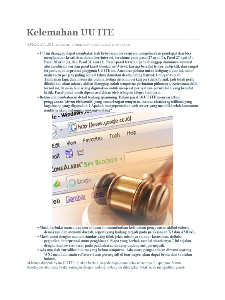 Kelemahan UU ITE | PDF