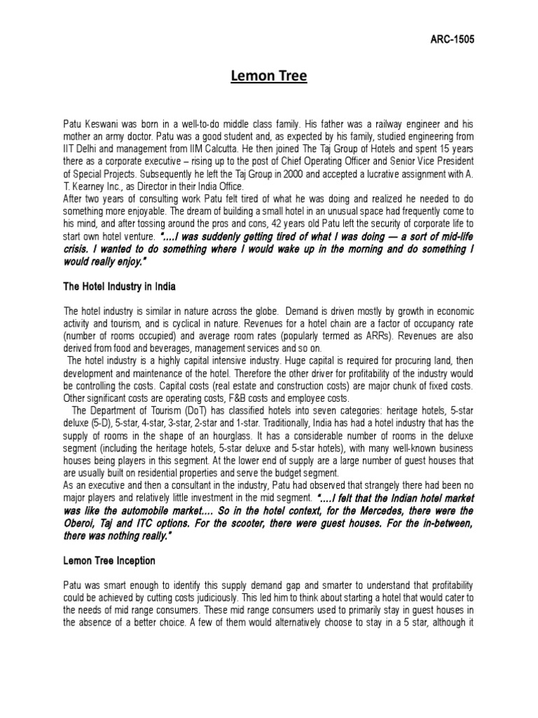 Lemon Tree | PDF | Equity (Finance) | Investing