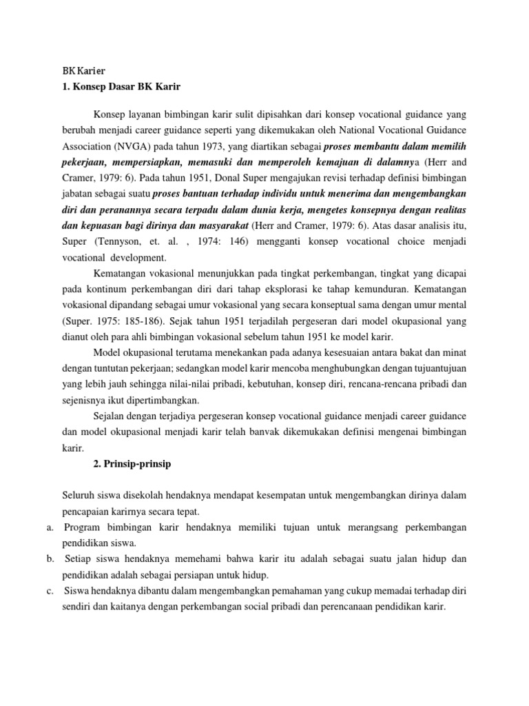 BK Karier 1. Konsep Dasar BK Karir | PDF