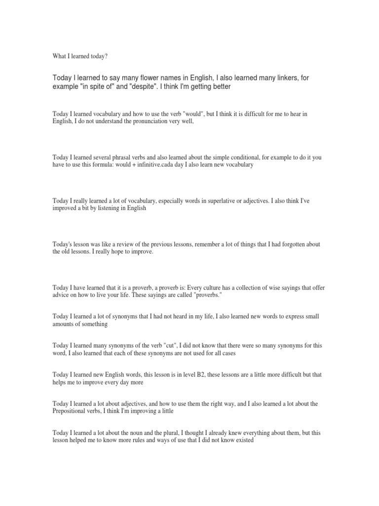 What I Learned Today | PDF