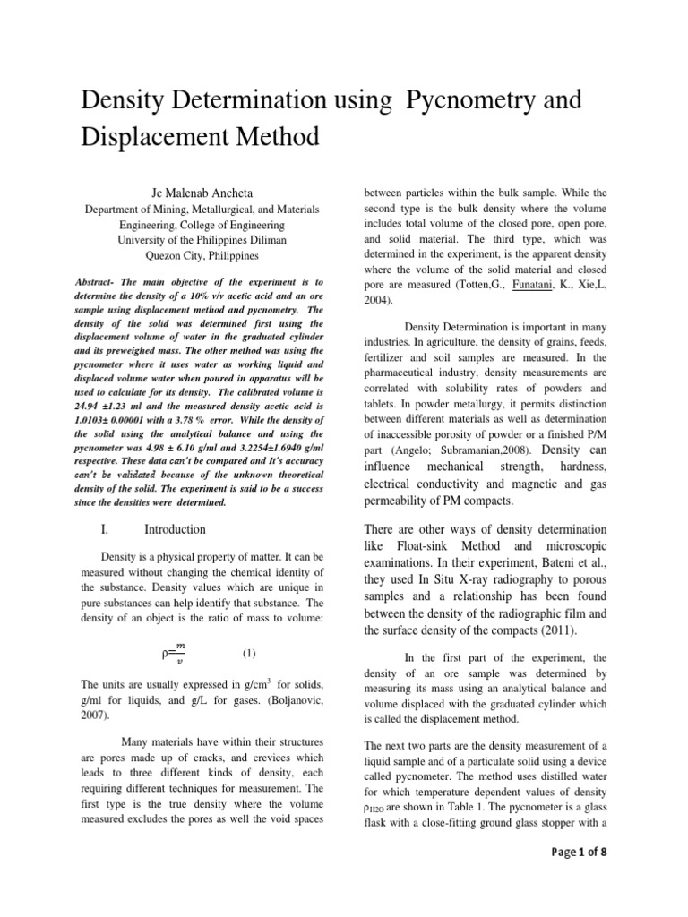 Pycnometer | PDF | Density | Porosity
