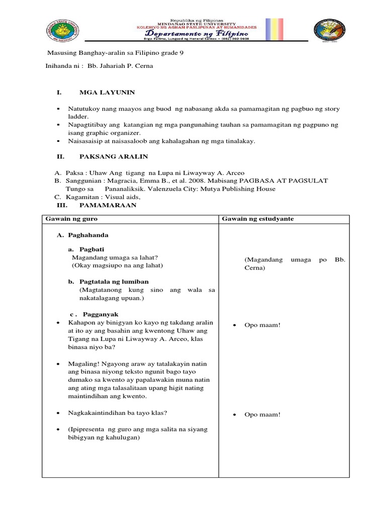 Pagtuturo NG Panitikan Lesson Plan PDF