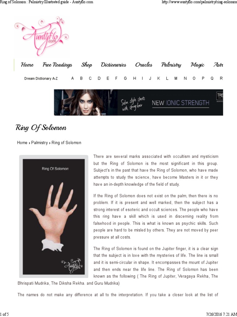 Ring of Solomon - Palmistry Illustrated Guide | PDF | Occult ...