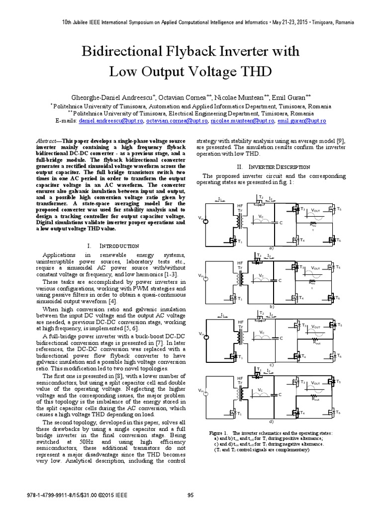 Bidirectional Flyback Inverter With | PDF | Power Inverter | Rectifier