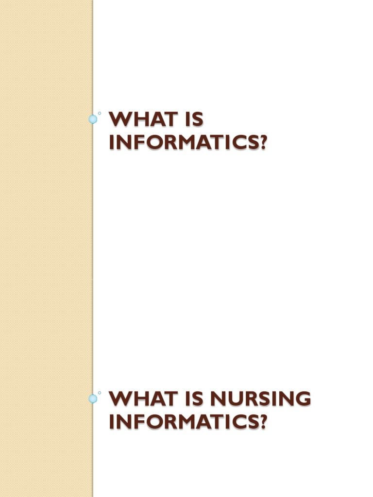 Nursing Informatics - Part 1 | PDF | Health Informatics | Computer Science