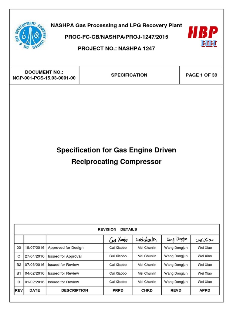 NGP-001-PCS-15.03-0001!00!00 - Specification For Gas Engine Driven ...