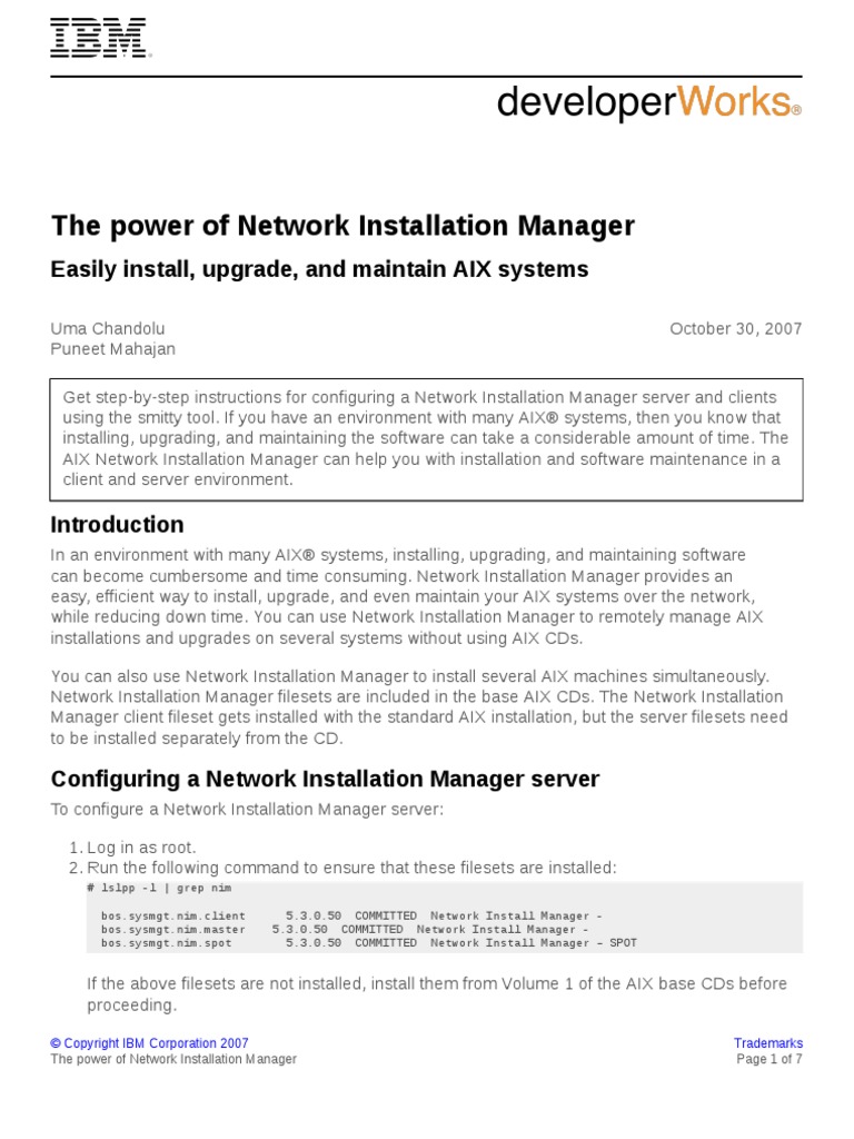 Configuring A Network Installation Manager Pdf Unix Areas Of Computer Science 