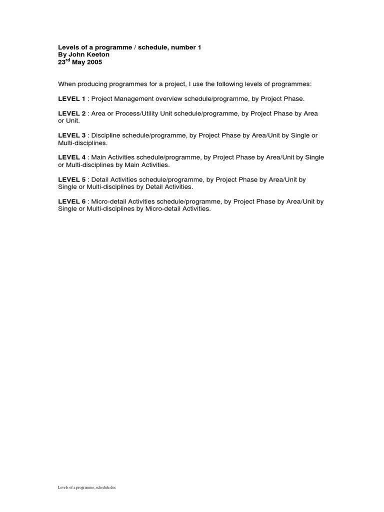 Levels of Program | PDF