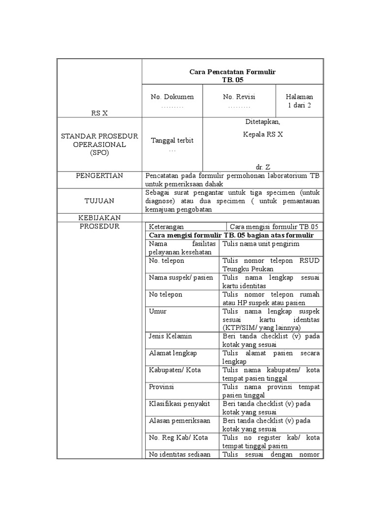 MENGISI FORMULIR TB.05 DENGAN BENAR | PDF