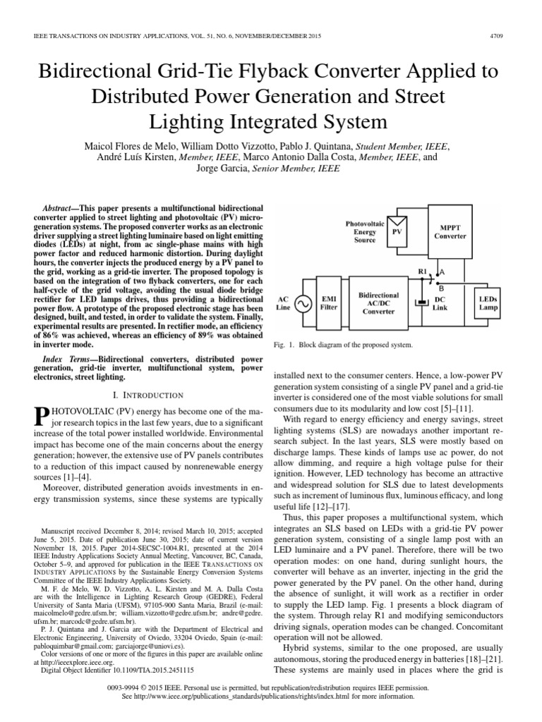 Bidirectional Grid-Tie Flyback Converter Applied To | PDF | Power ...