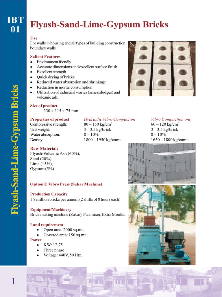 Flyash-Sand-Lime-Gypsum Bricks: Unit Weight: 3 3.5 Kg/brick 3 3.5 Kg ...