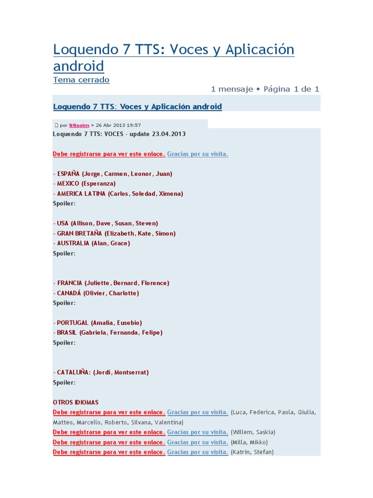 Loquendo 7 TTS | PDF | Business | Informática y tecnología de la información
