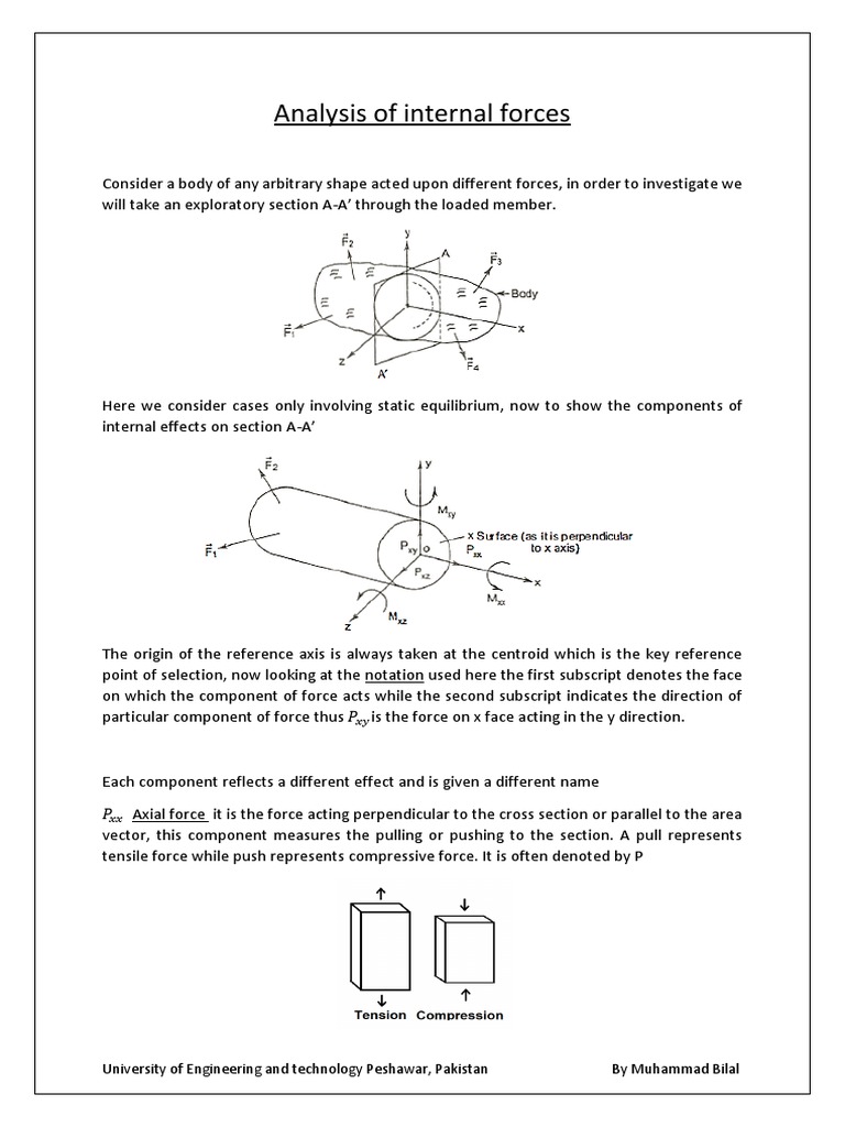 Analysis of Internal Forces | PDF | Bending | Force