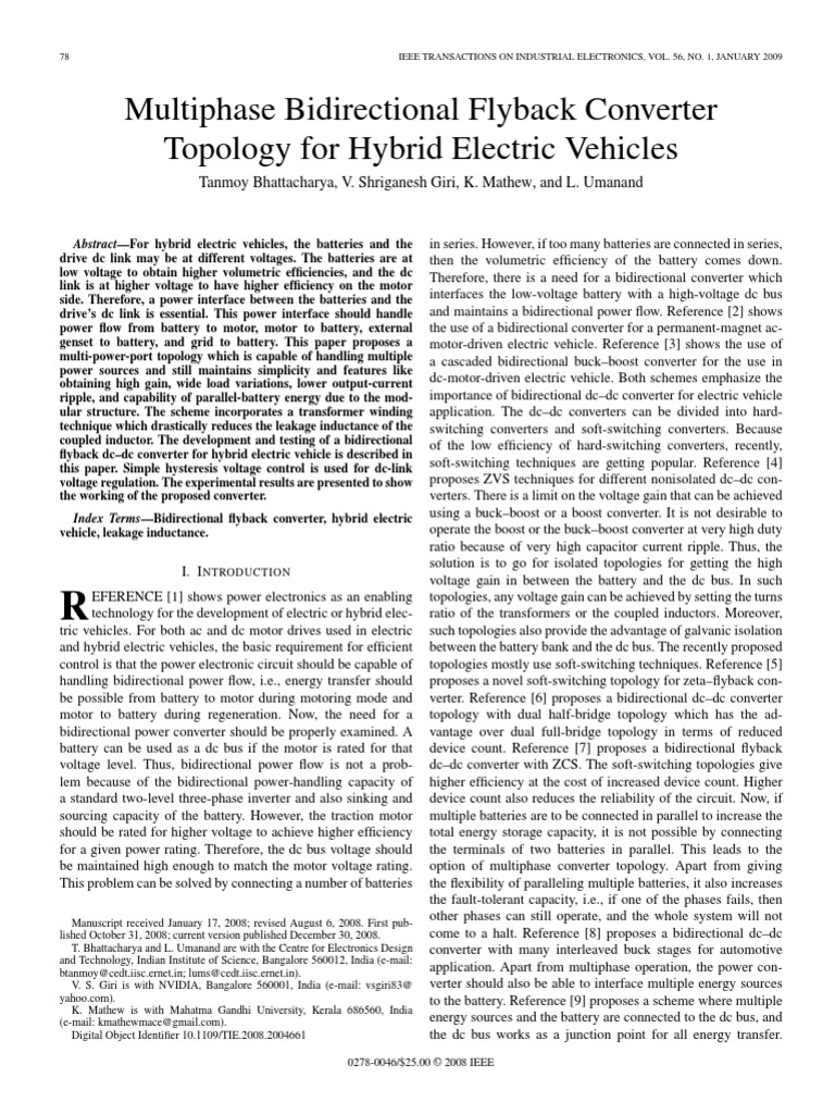 Multiphase Bidirectional Flyback Converter PDF | PDF | Power Inverter ...