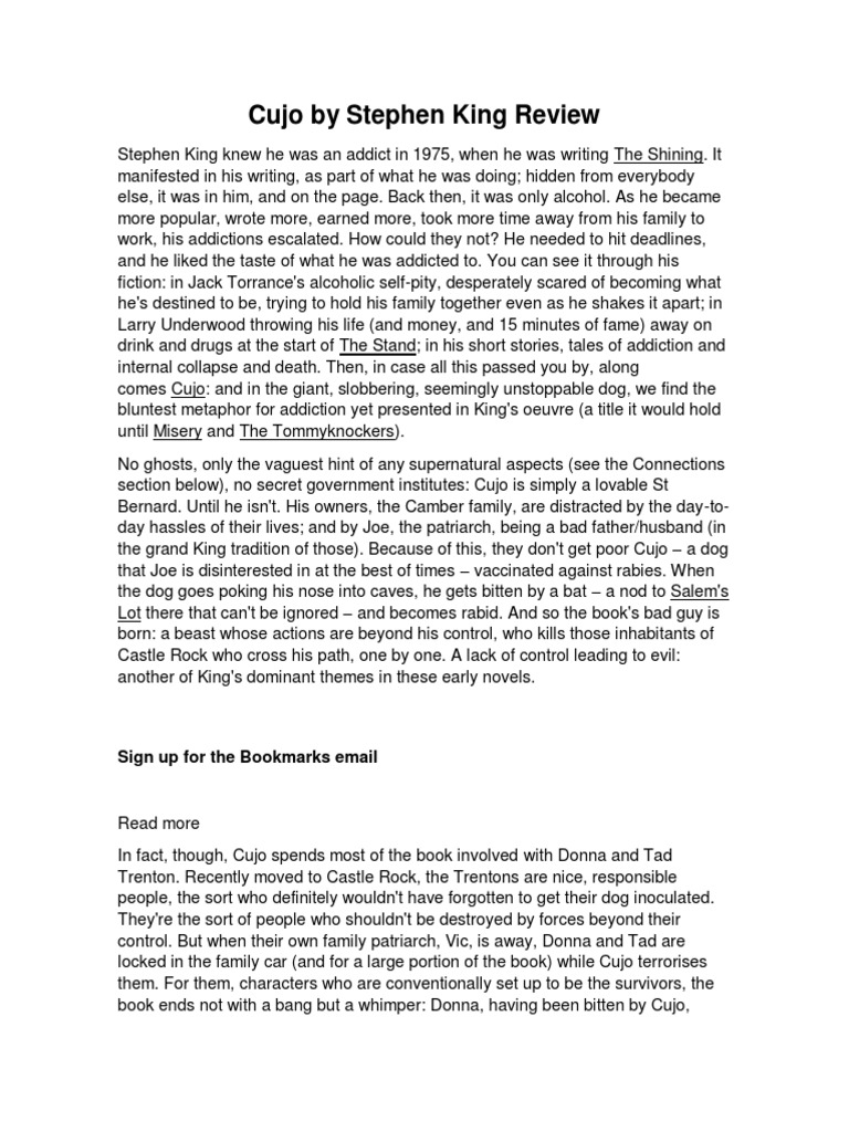 Cujo by Stephen King Review | PDF | Books