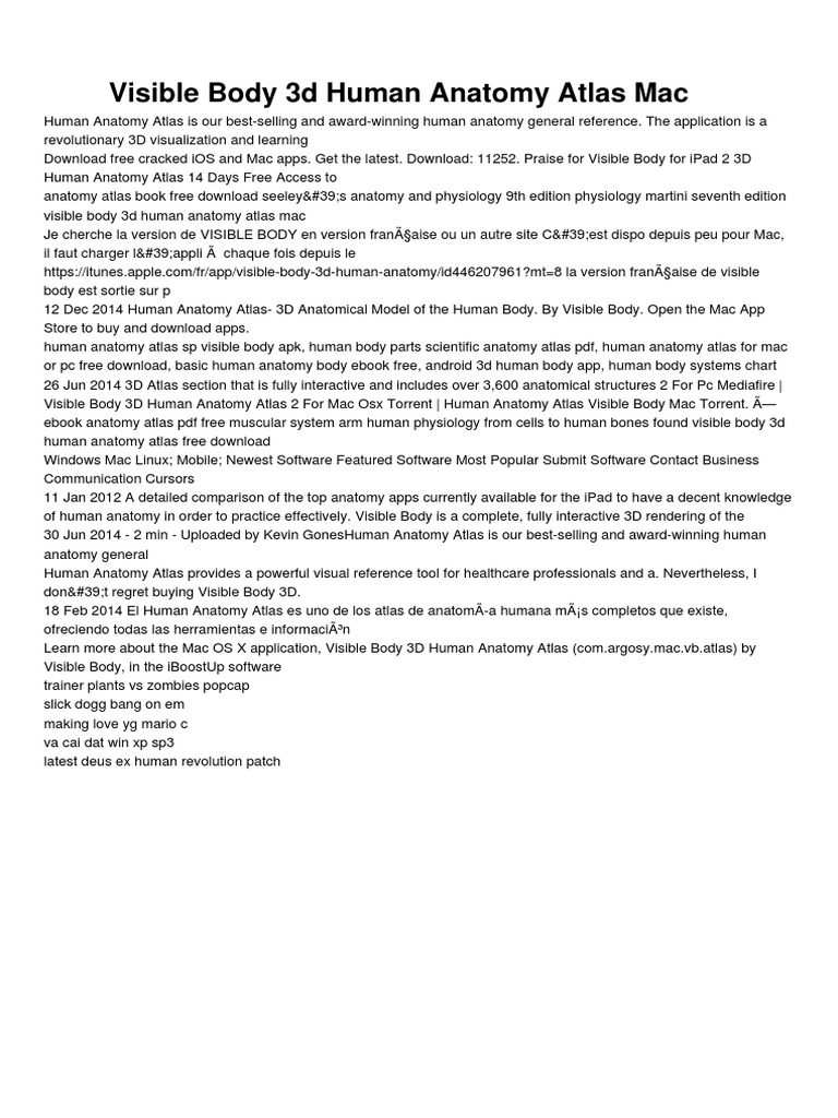 Visible Body 3d Human Anatomy Atlas Mac | PDF | Human Body | 3 D ...