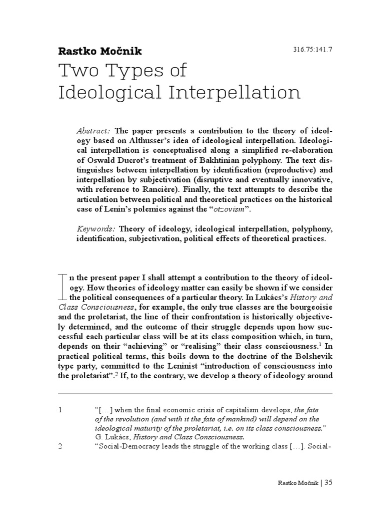 Ideological Interpellation Types | PDF | Ideologies | Vladimir Lenin