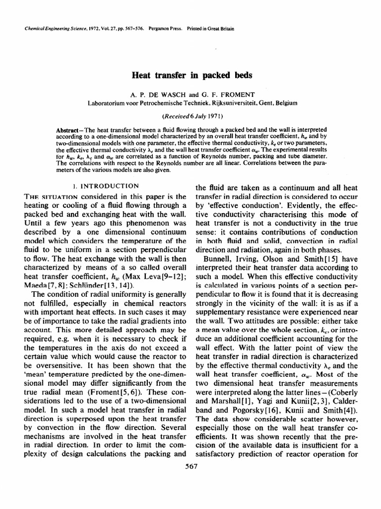 Heat Transfer In Packed Beds Download Free Pdf Heat Transfer