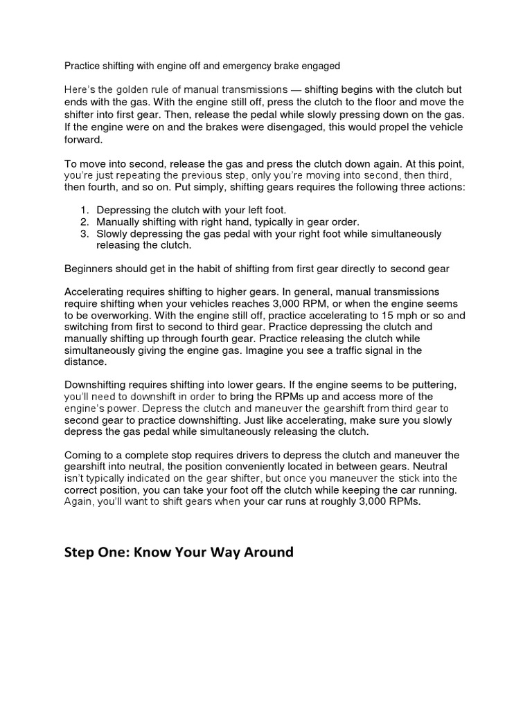 Driving A Standard Car | PDF | Manual Transmission | Automatic Transmission