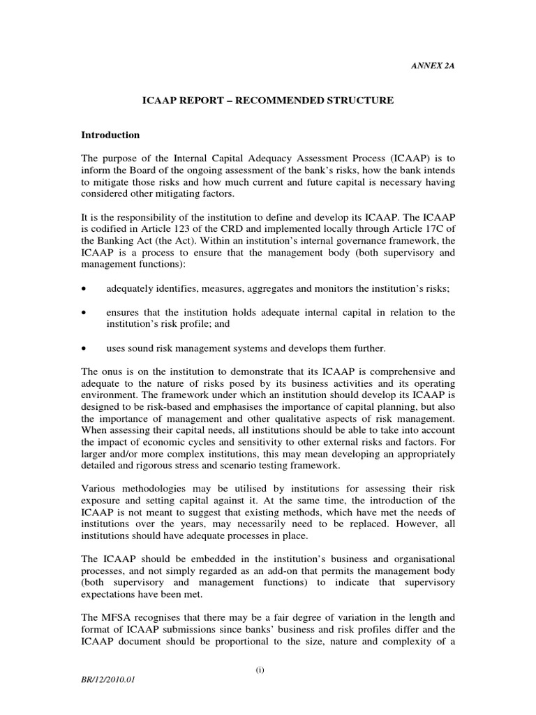 ICAAP Report Structure Guidelines | PDF | Risk | Operational Risk