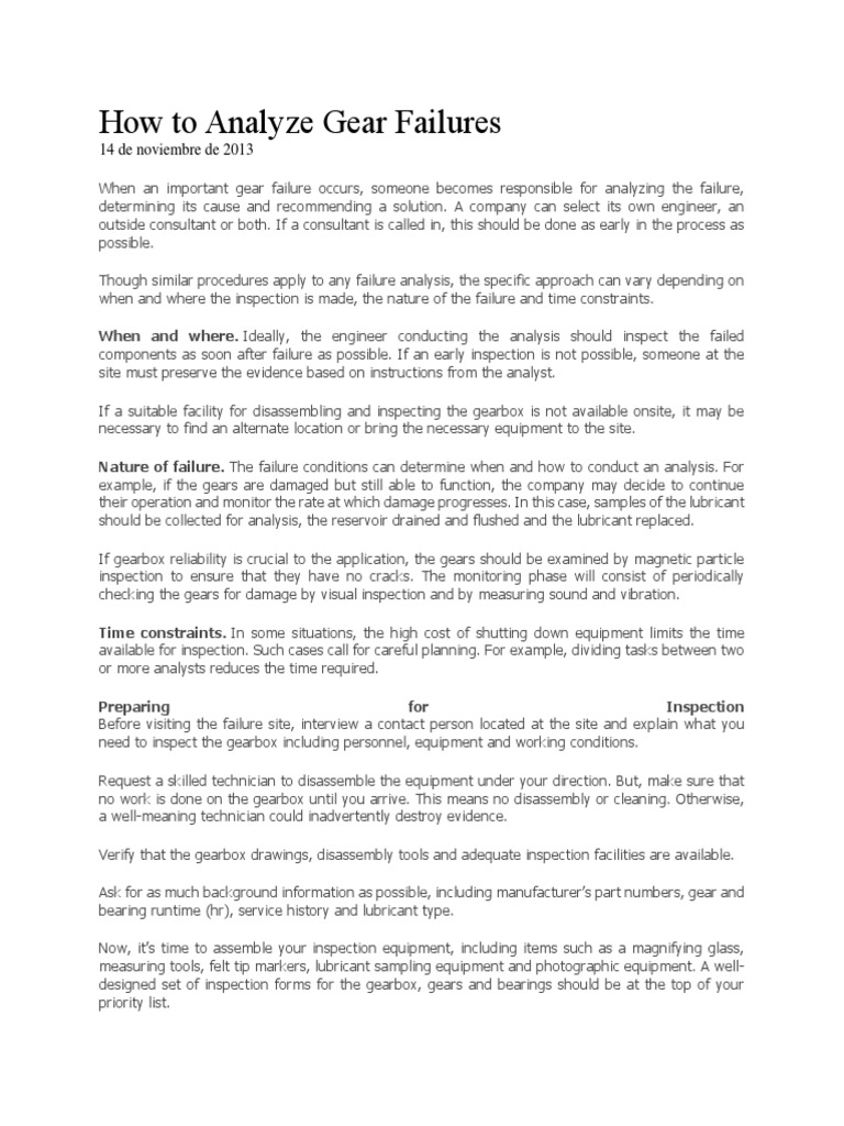 How To Analyze Gear Failures | PDF | Fracture | Wear