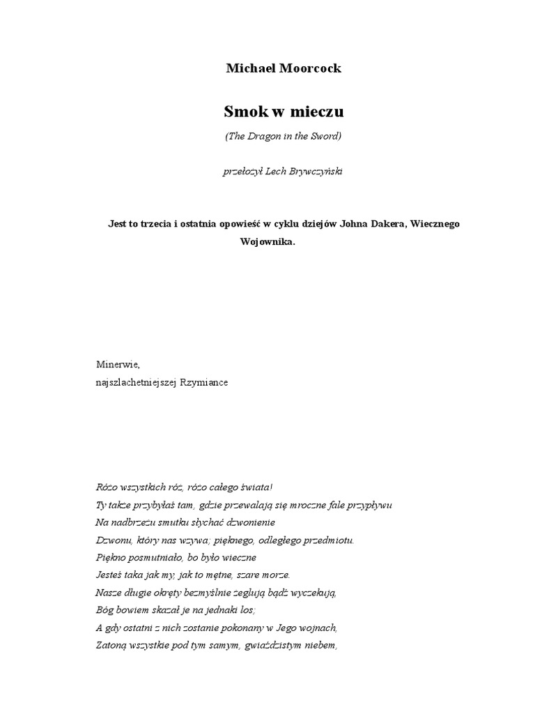 Moorcock Michael - Erekose 03 - Smok W Mieczu | PDF