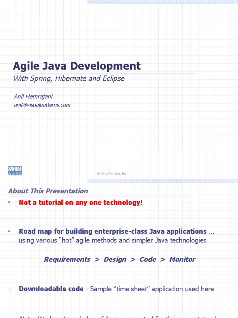 Agile Java Dev With Spring Hibernate Eclipse Pdf Java Platform