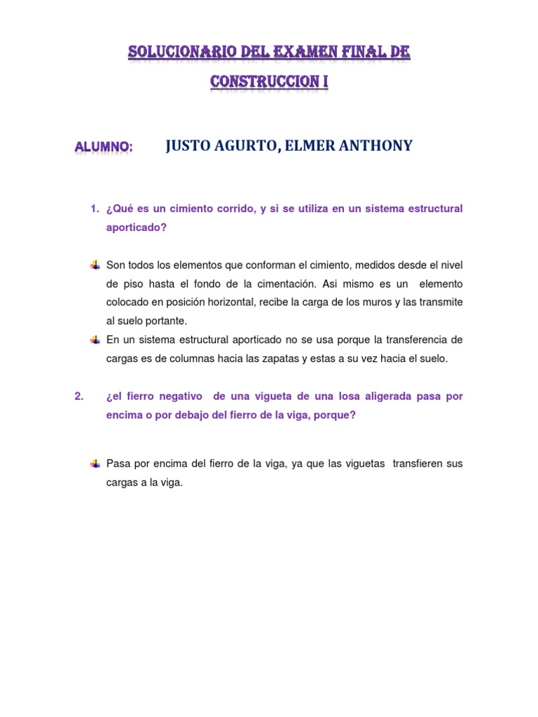 Solucionario Del Examen Final de Construccion I... Okk | PDF | Fundación (Ingeniería ...