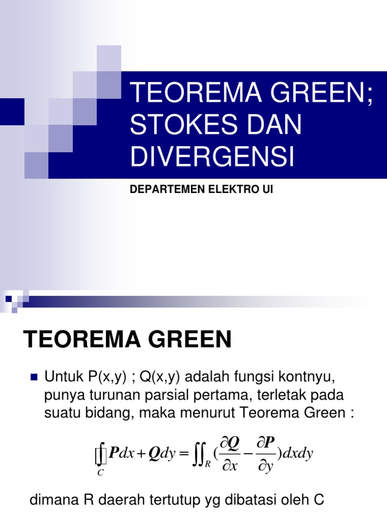 Vektor Mattek 1 Reg 16 Des 2010 (TEOREMA GREEN, DIVERGENSI DAN STOKES) | PDF