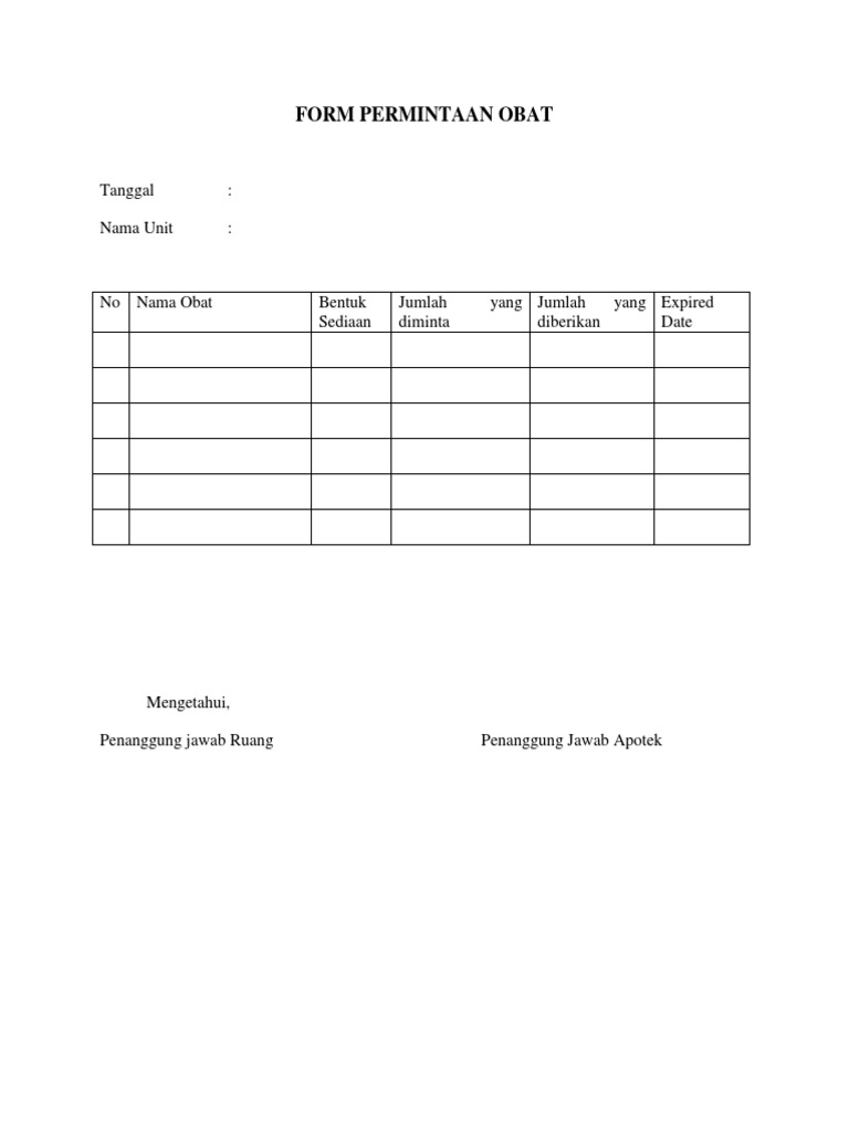 Form Permintaan Obat | PDF