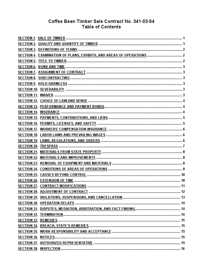Coffee Bean Timber Sale Contract Overview | PDF | Surety Bond | Workers ...
