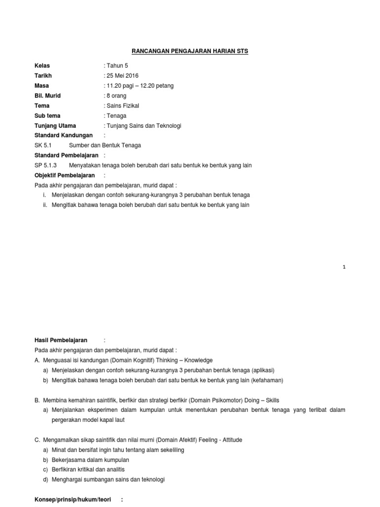 Lesson Plan STS | PDF