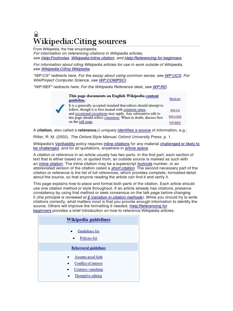 Wikipedia | Citation | Hyperlink