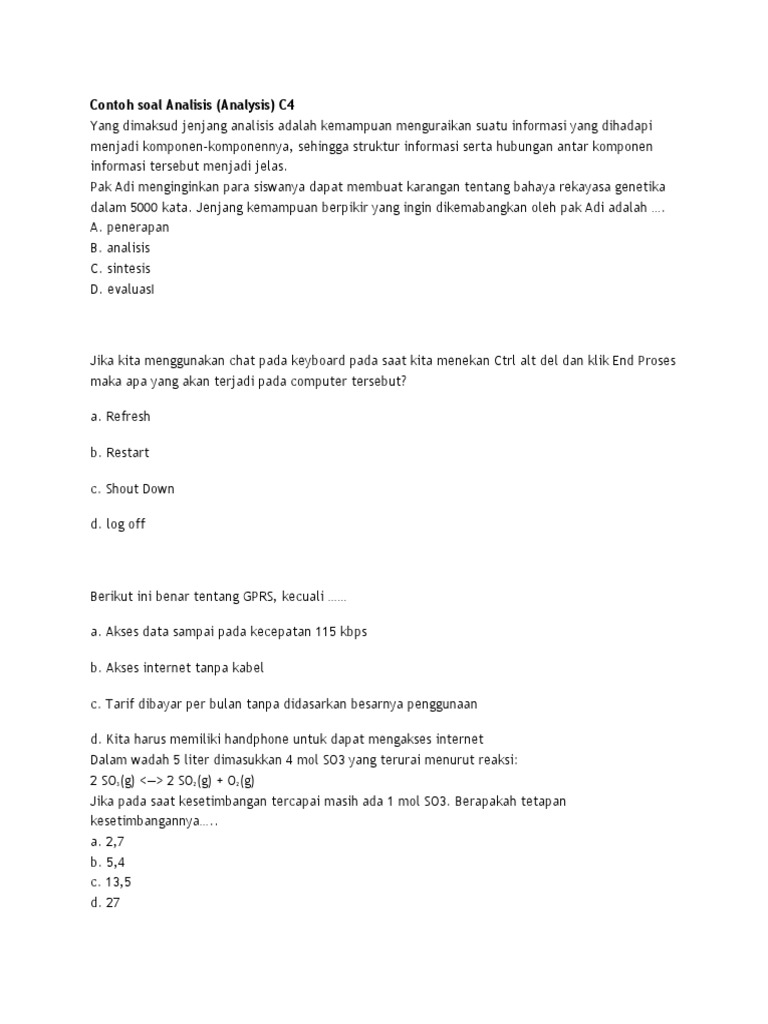 Contoh Soal Analisis dan Evaluasi C4-C6 | PDF