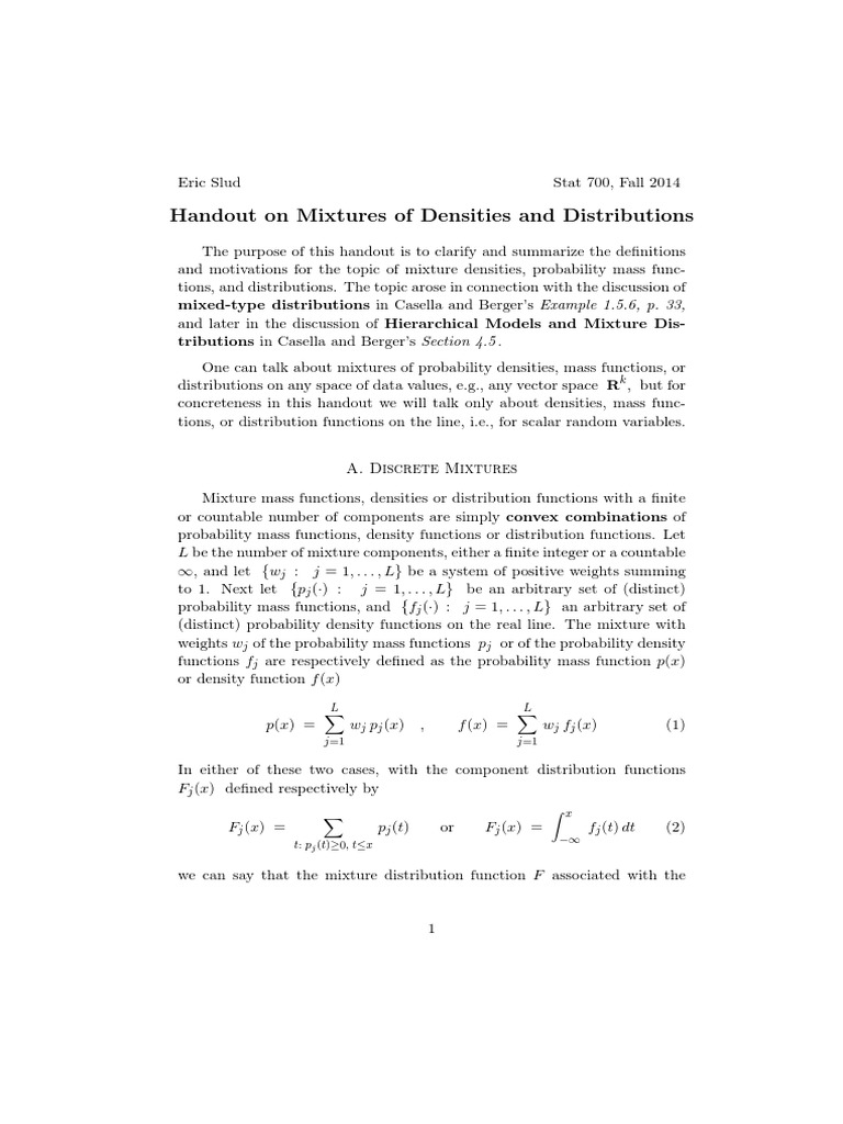 Handout On Mixtures of Densities and Distributions | PDF | Probability ...