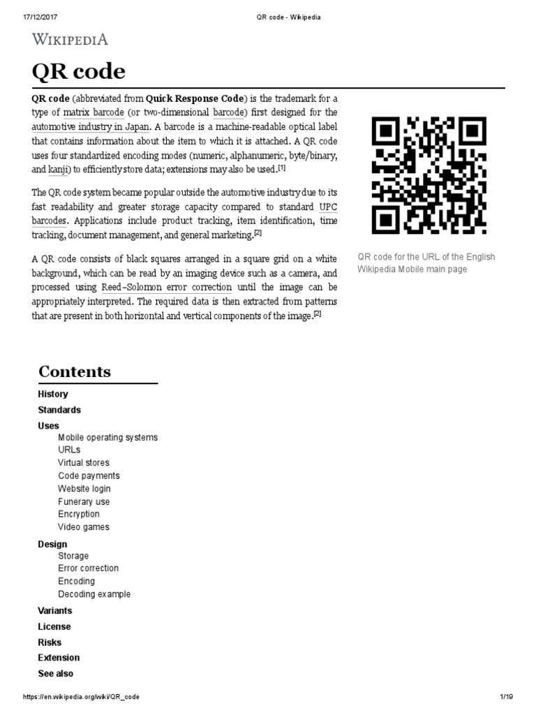 QR Code - Wikipedia | Qr Code | Naming Conventions