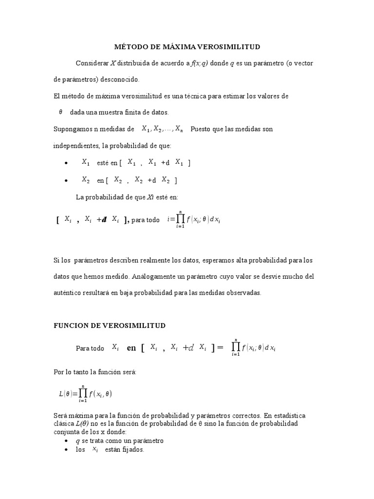 Método de Máxima Verosimilitud | PDF | Estimador | Probabilidad