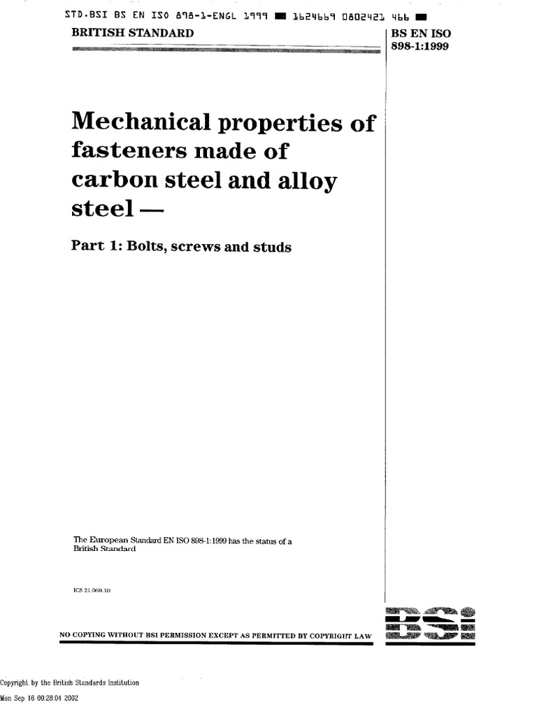 BS en Iso 898 1 1999 | PDF