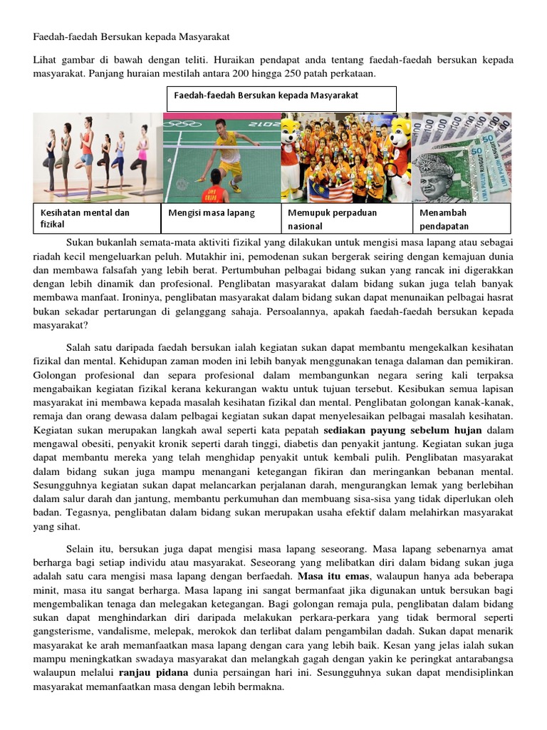 Faedah-Faedah Bersukan Kepada Masyarakat | PDF