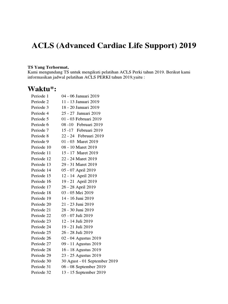 Kursus ACLS PERKI Kolektf 2019 - Kursus ACLS PERKI Inhouse Training ...