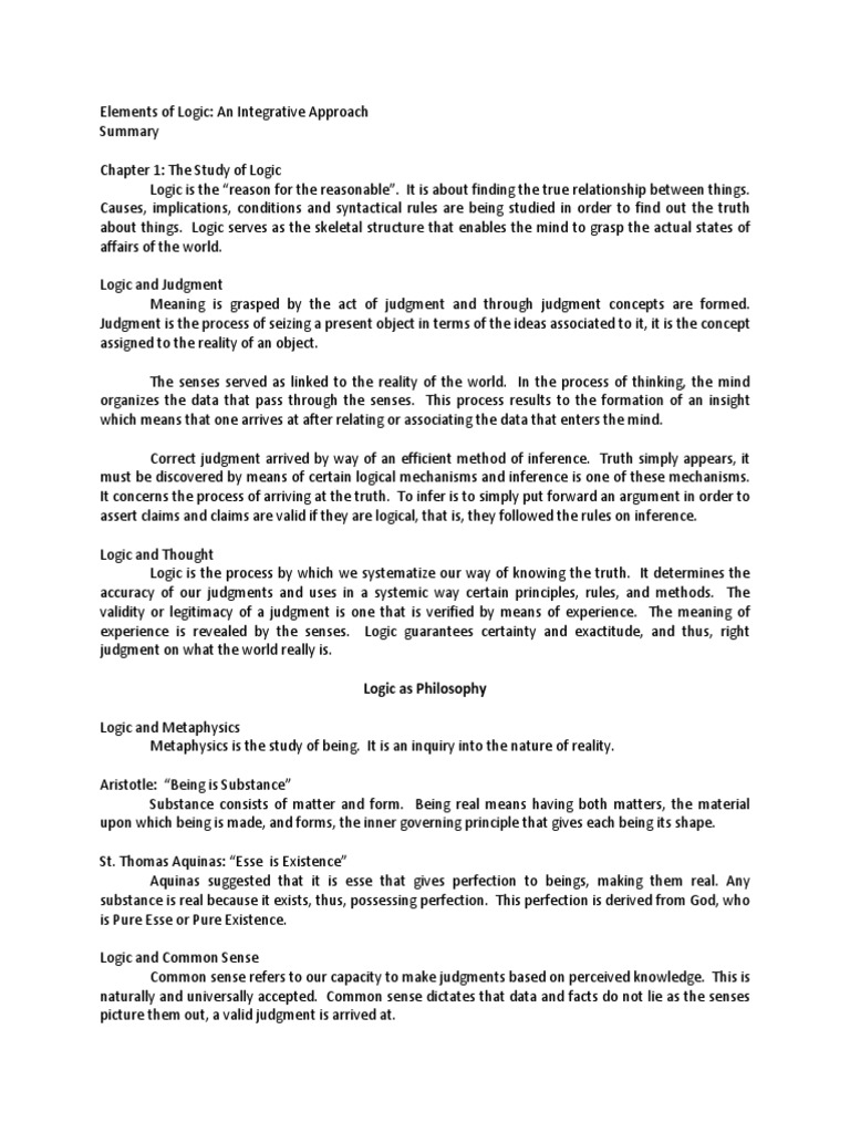 Elements of Logic | PDF | Definition | Logic
