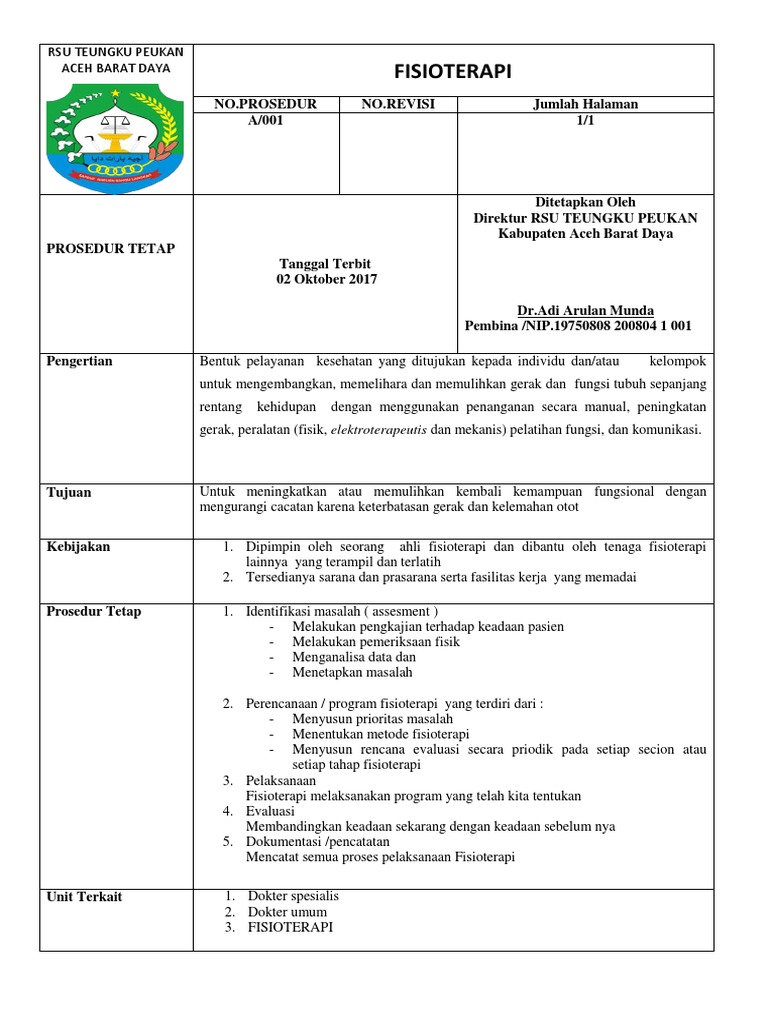 Sop Fisioterapi Umum | PDF | Kesehatan Holistik