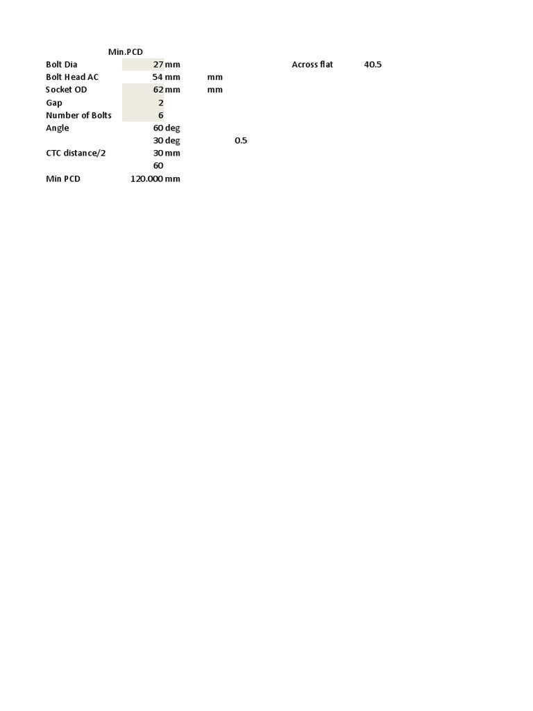 Min - PCD Bolt Dia 27 MM Across Flat 40.5 Bolt Head AC 54 MM MM Socket ...