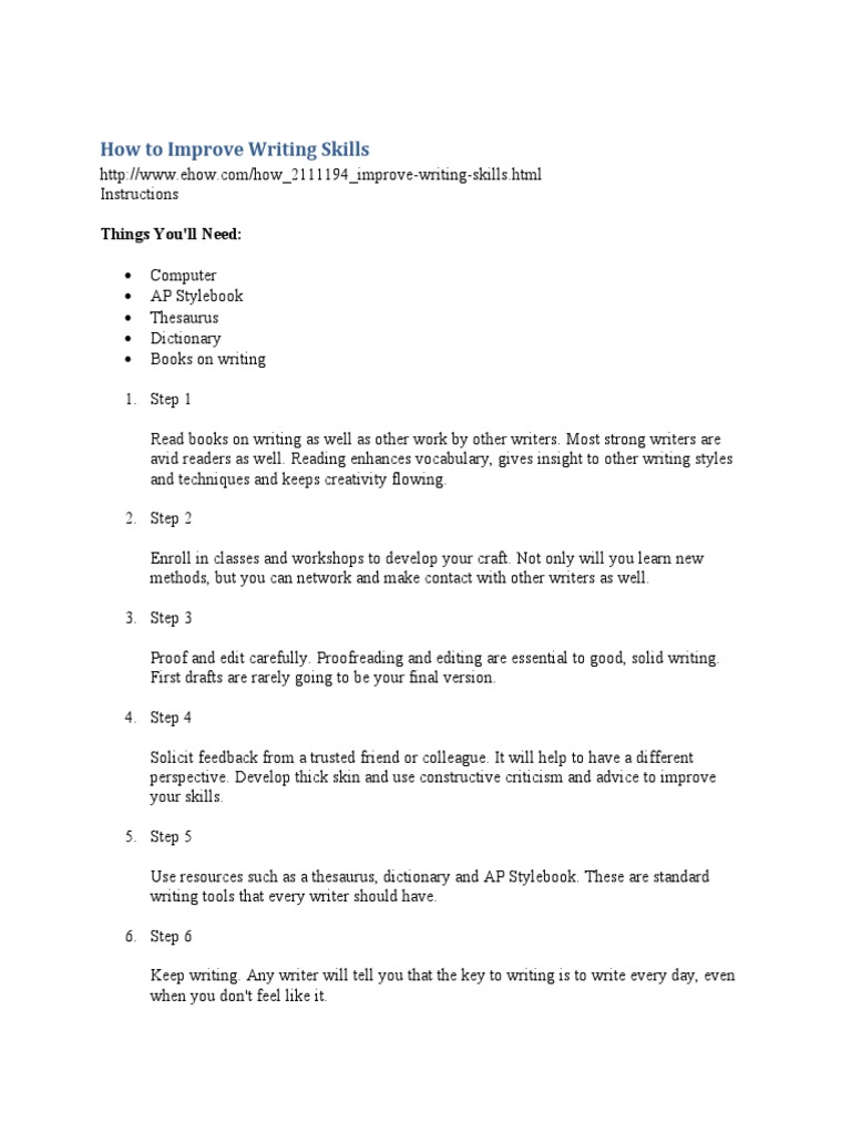 How To Improve Writing Skills | PDF | Essays | Proofreading